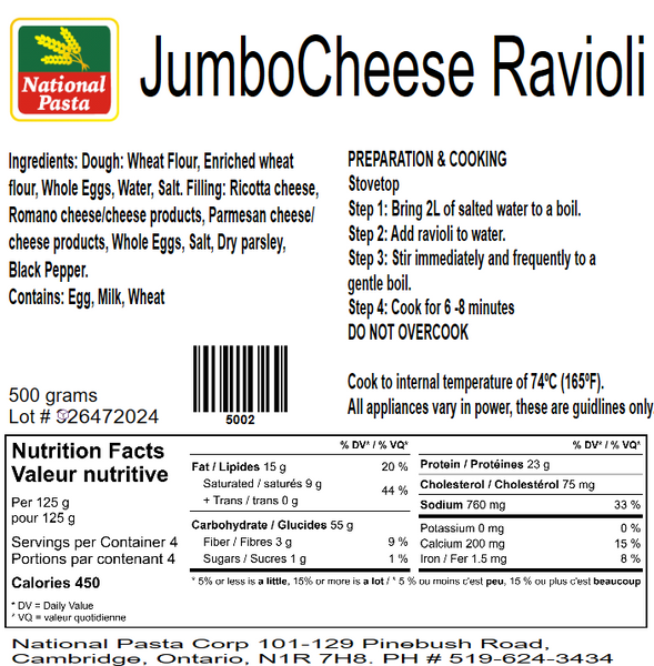 Jumbo Cheese Ravioli – nationalpasta